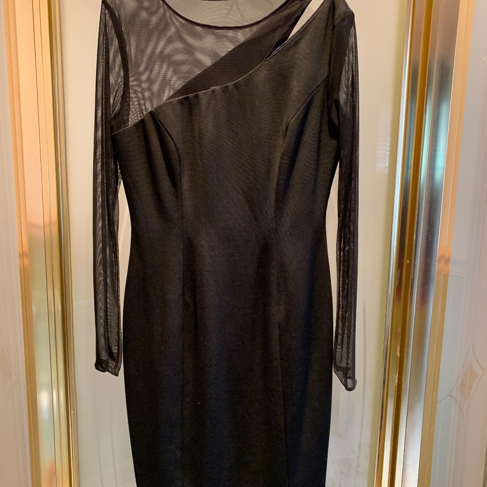 Cache Dress Black Sheer Half Bodice And Long Sleeve B… - Gem
